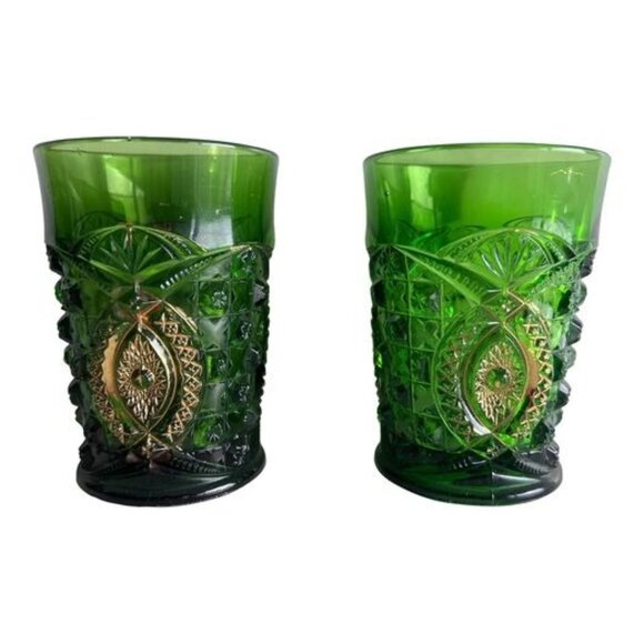Northwood | Dining | Vintage Pair Of Eapg Northwood Green Cut Glass ...